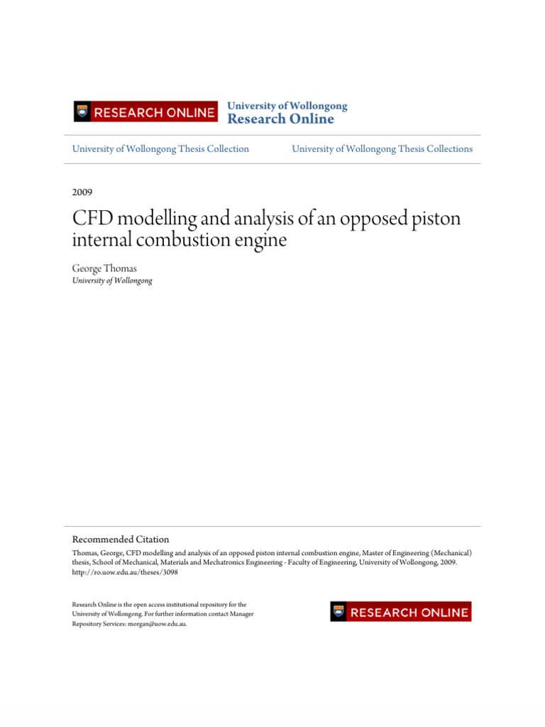 CFD Modelling and Analysis of An Opposed Piston Internal Combusti | PDF ...