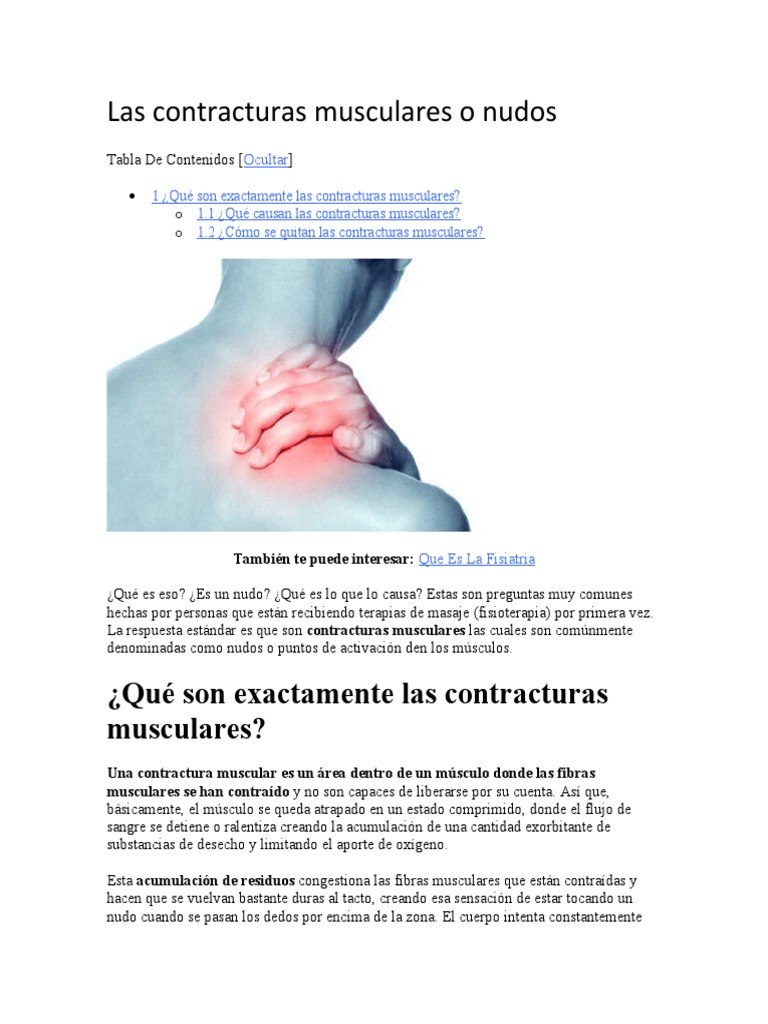Las Contracturas Musculares o Nudos | PDF | Masaje | Músculo