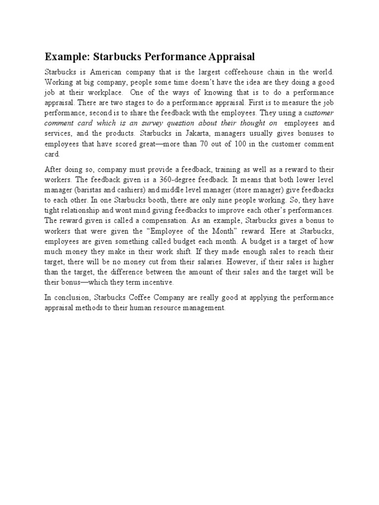 Example: Starbucks Performance Appraisal | PDF