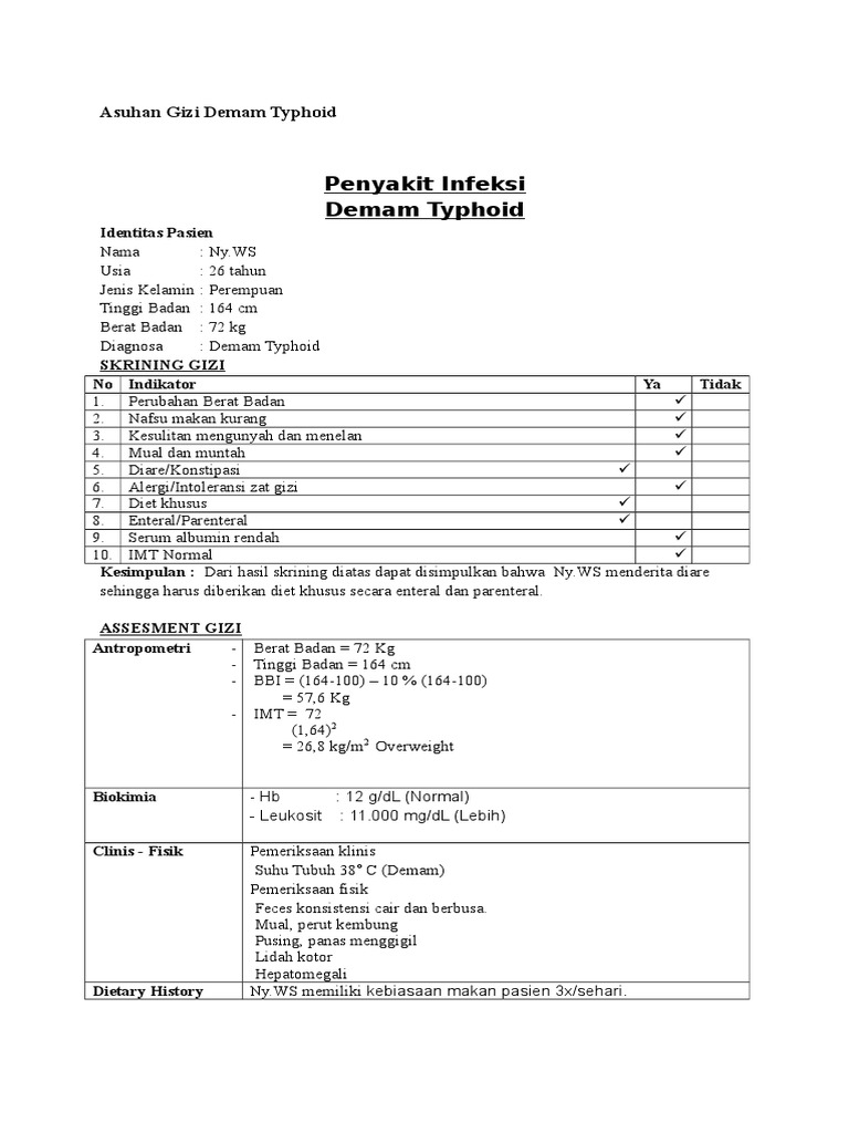 Asuhan Gizi Demam Typhoid | PDF