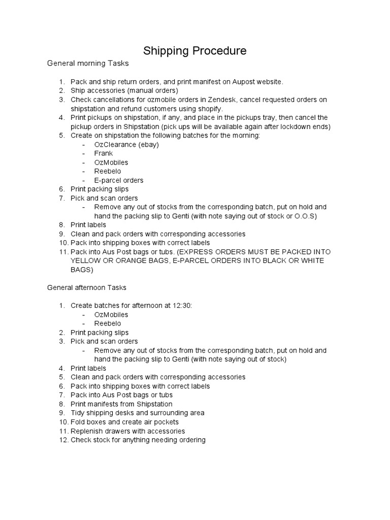 Shipping Procedures | PDF | Receipt | Computing