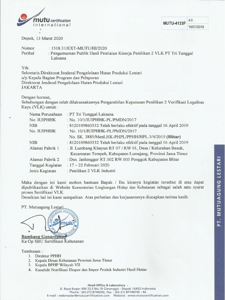 PP Hasil Penilikan 2 LK PT Tri Tunggal Laksana | PDF