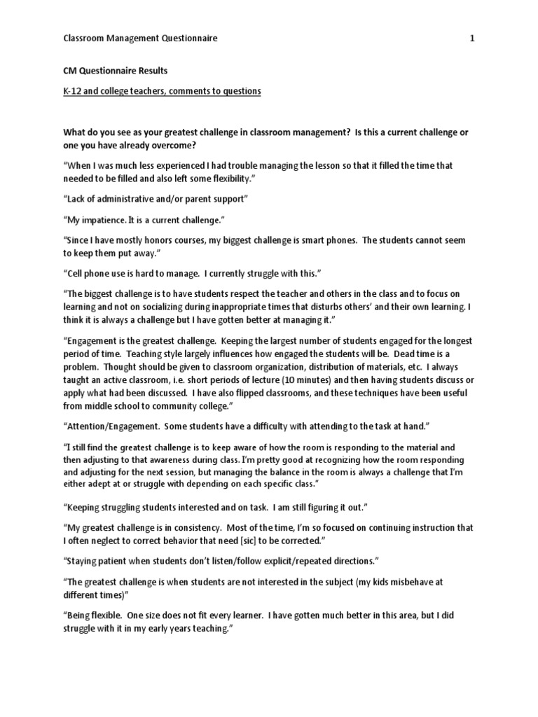 Classroom Management Challenges & Strategies | PDF | Classroom ...