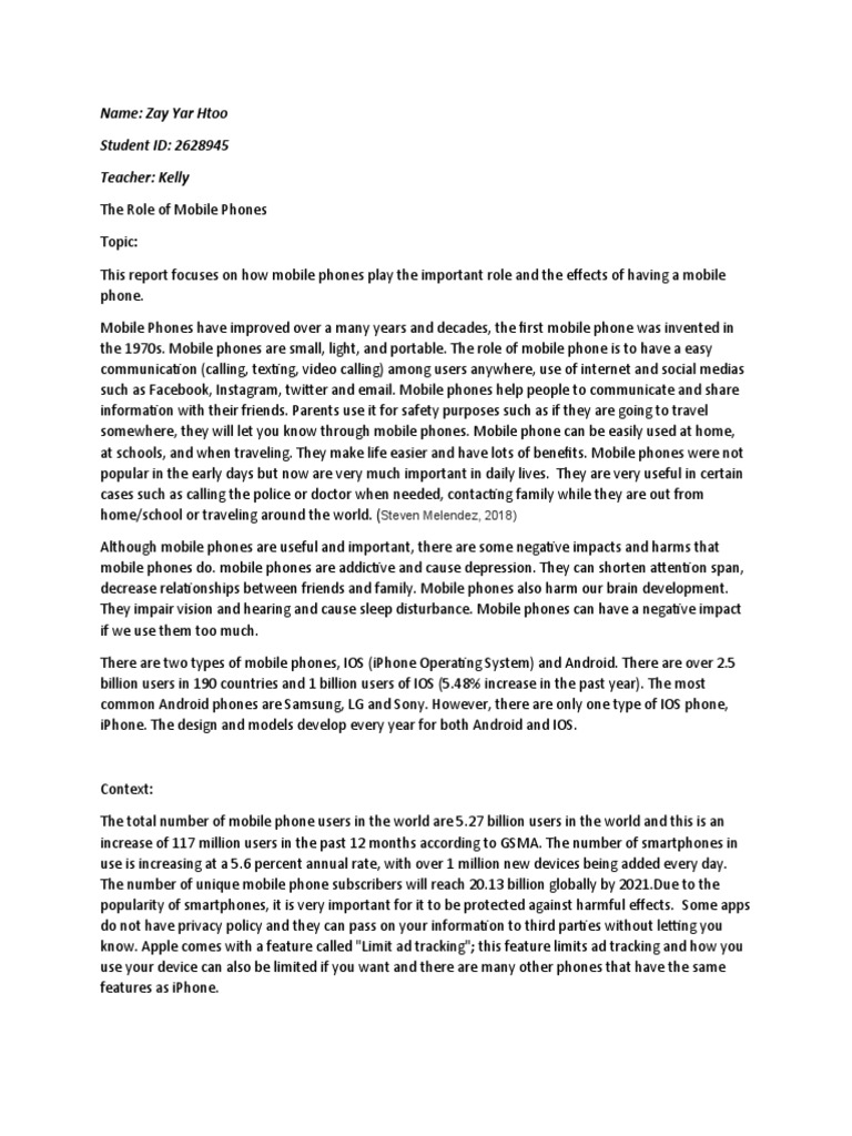 Impact and Role of Mobile Phones | PDF | Smartphone | Ios