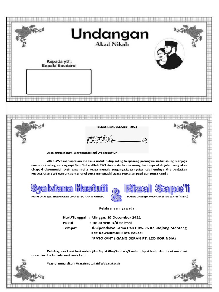Undangan Akad Nikah dan Resepsi | PDF