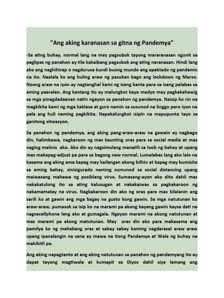 Ang Aking Karanasan | PDF