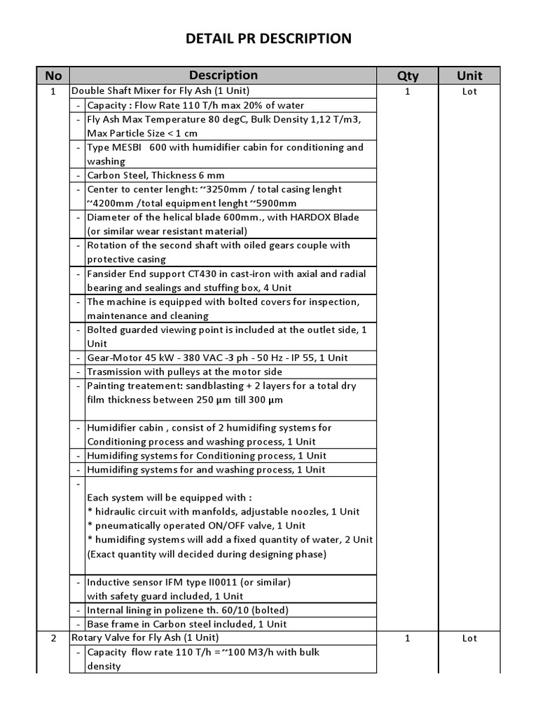 Detail PR Description: No Qty Unit Description | PDF | Valve | Flow ...
