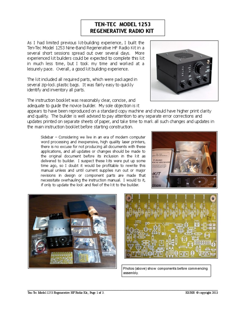 Ten-Tec Model 1253 Regenerative Radio Kit | PDF | Loudspeaker ...