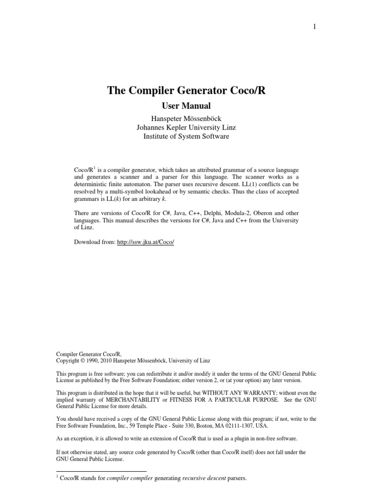The Compiler Generator Coco | PDF | Parsing | Parameter (Computer Programming)