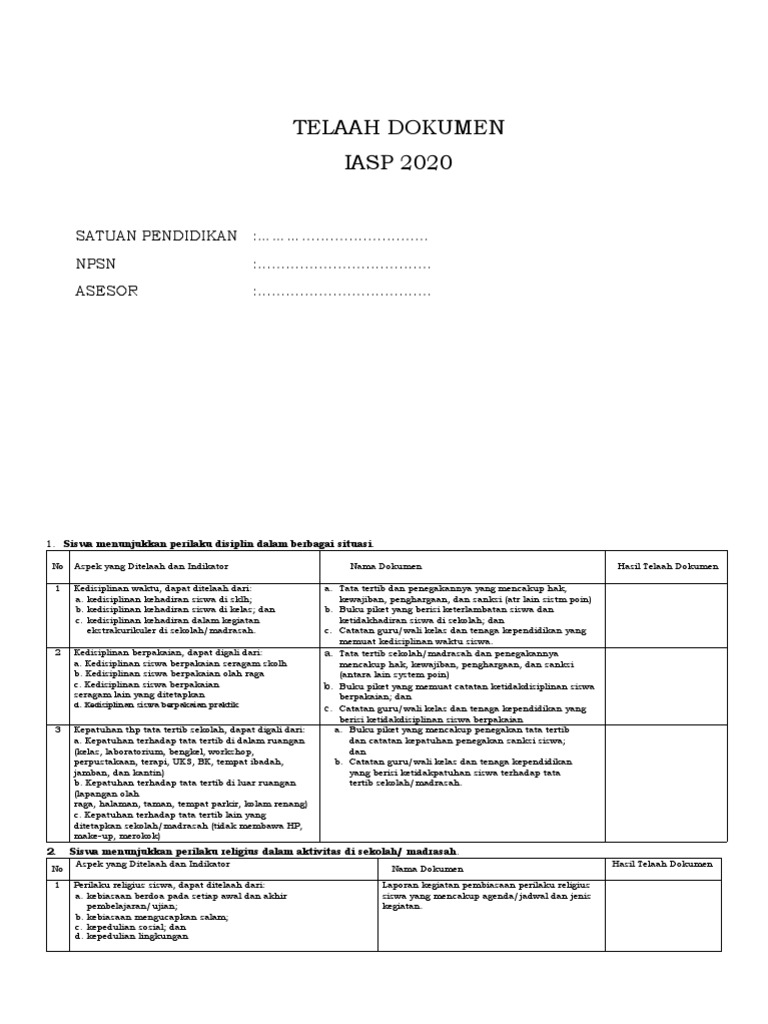 02.lembar Telaah Dokumen | PDF