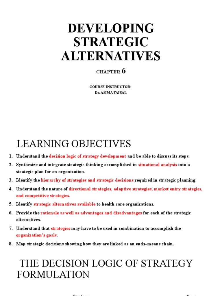 Strategic Alternatives in Healthcare Planning | PDF | Strategic ...