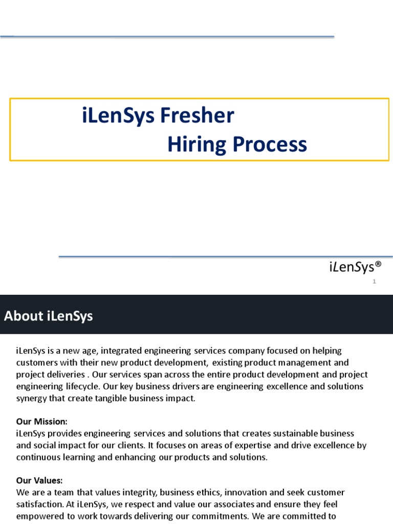 Ilensys Fresher Hiring Process | PDF | Engineering | Automation
