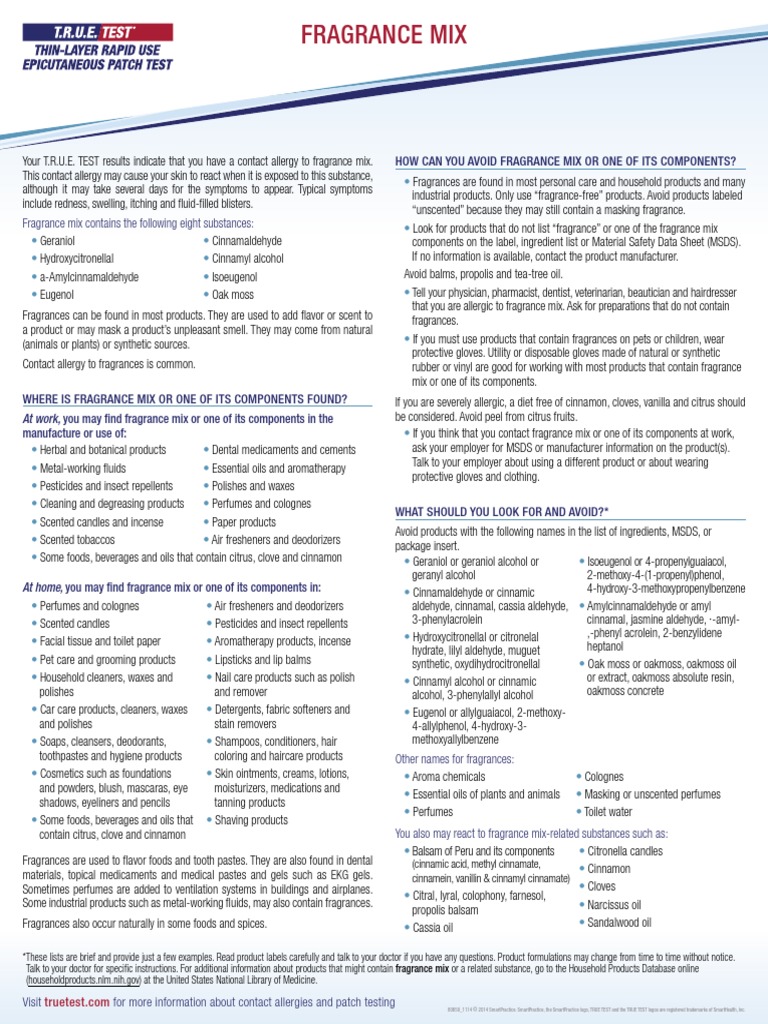 Fragrance Mix Patient Info | PDF | Perfume | Topical Medication