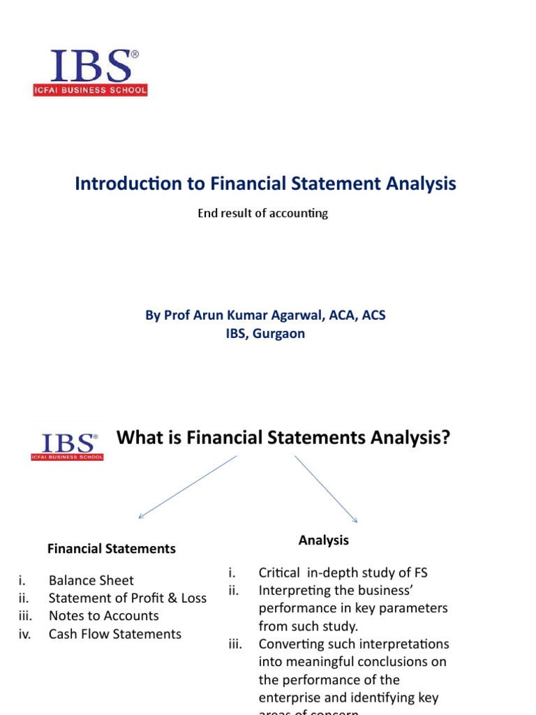Introduction To Financial Statement Analysis: by Prof Arun Kumar ...