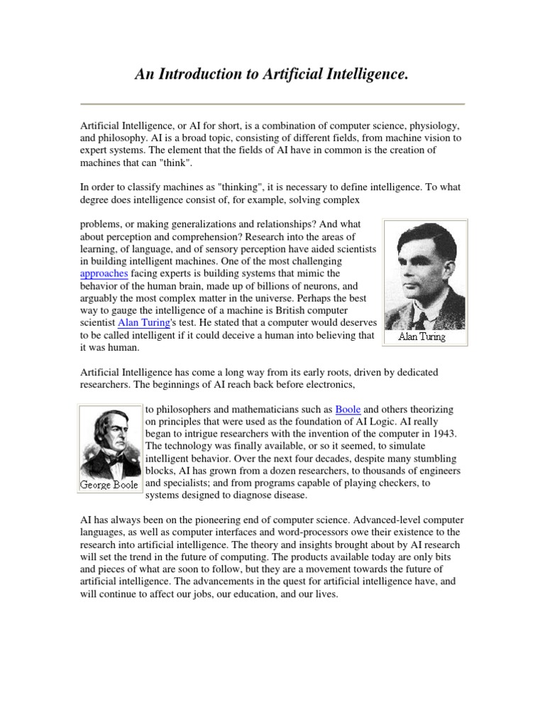 An Introduction To Artificial Intelligence | PDF | Artificial ...