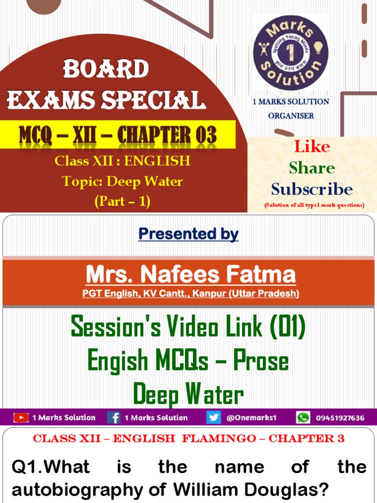 12 Deep Water 1 MCQs | PDF | Language Arts & Discipline