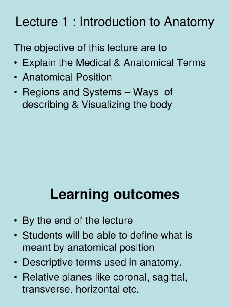 1.introduction To Anatomy | PDF | Human Body | Anatomy