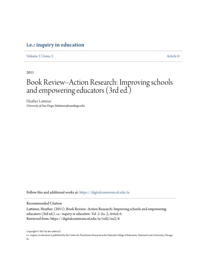 Book Review - Action Research: Improving Schools and Empowering ...