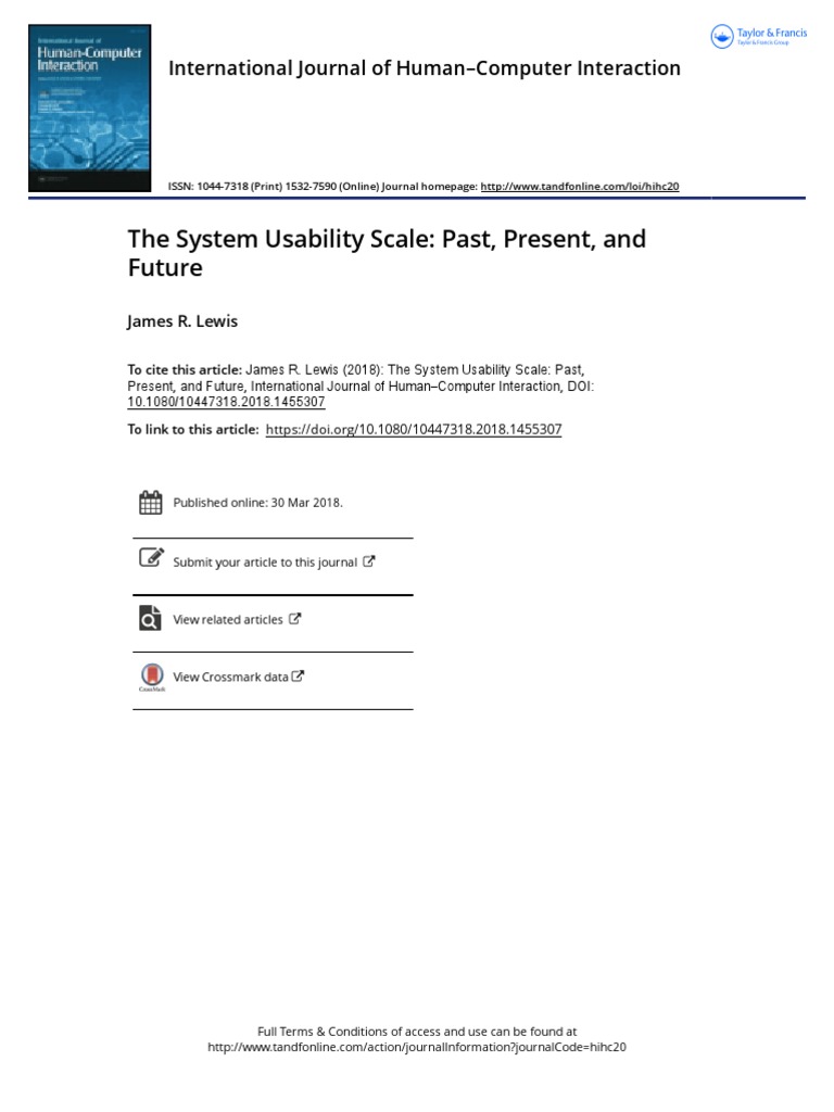 The System Usability Scale Past, Present, and Future | Download Free ...