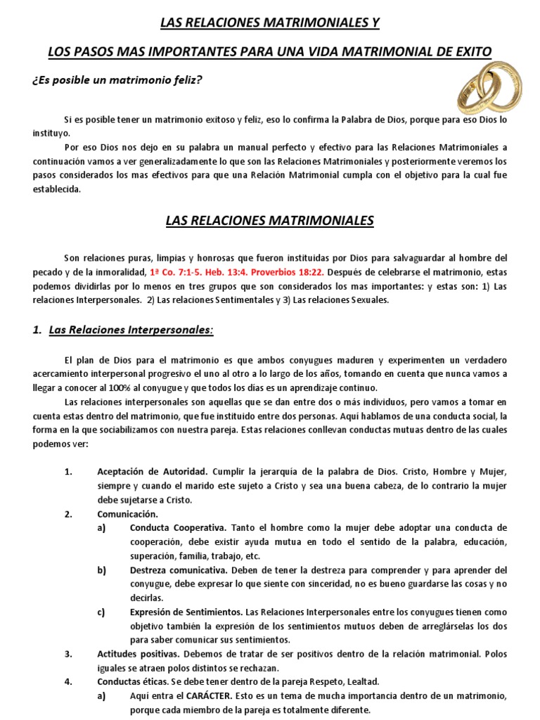 PASOS PARA UN MATRIMONIO DE ÉXITO | PDF | Matrimonio | Amor