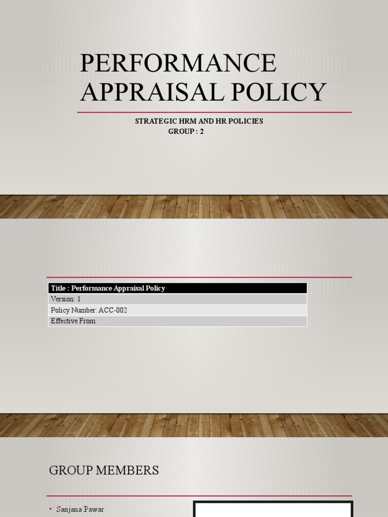 Performance Appraisal Policy SHRM - Presentation | PDF | Business