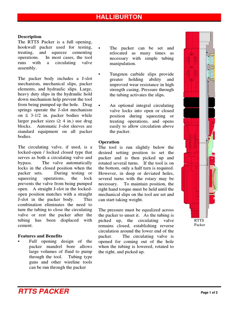 Halliburton: Rtts Packer | PDF | Casing (Borehole) | Mechanical Engineering