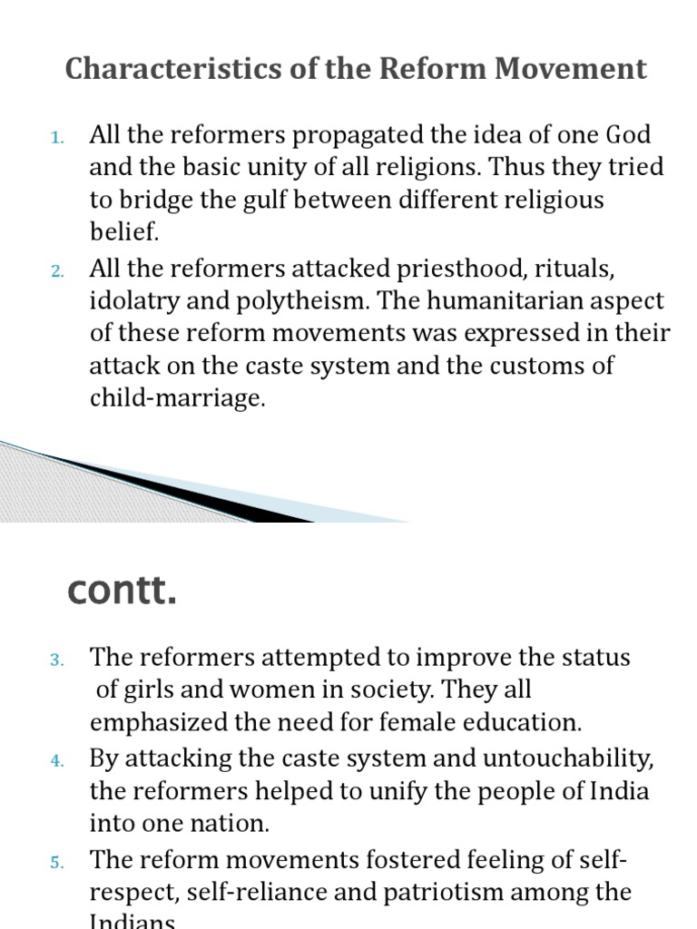 Characteristics of The Reform Movement | PDF