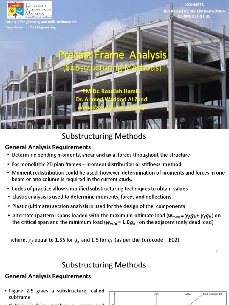 5 - Precast Frame Analysis - Substructuring Methods | PDF | Beam (Structure) | Bending