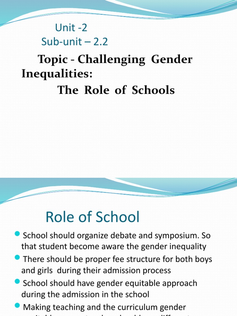Role of Schools in Gender Equity | PDF