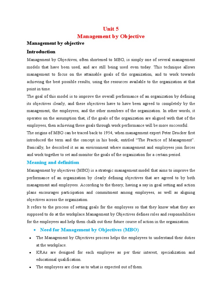 Management by Objective | Download Free PDF | Performance Appraisal | Goal