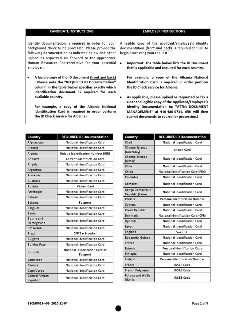 Required ID for Global Background Checks | PDF | Identity Document | Access Control