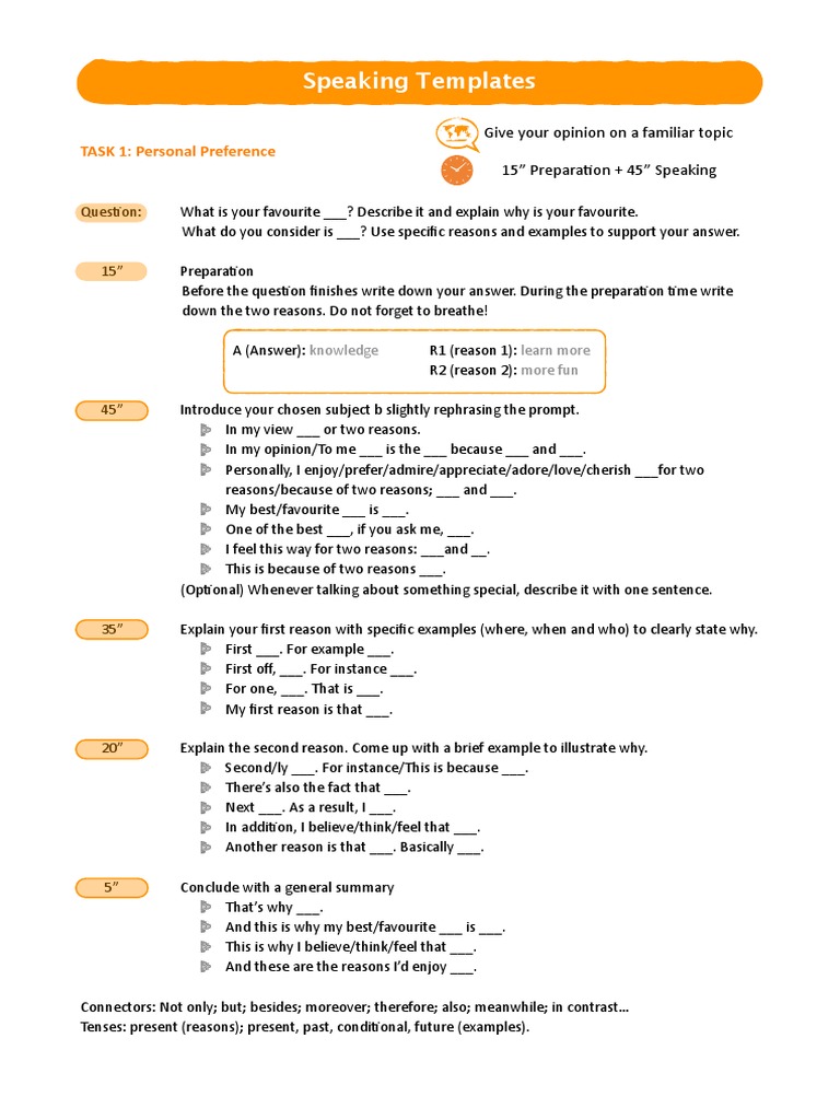Speaking Templates | PDF | Reason
