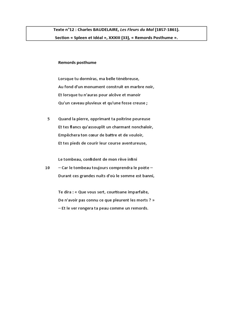 12) Baudelaire, Remords Posthume-2 | PDF