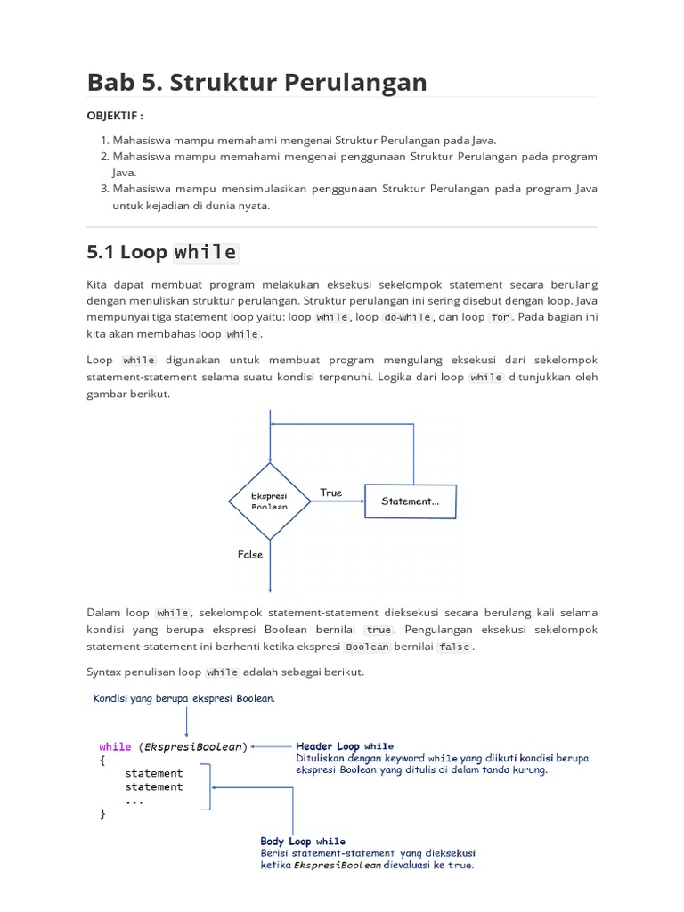 Memahami Struktur Perulangan Java | PDF | Metode & Bahan Ajar | Komputer