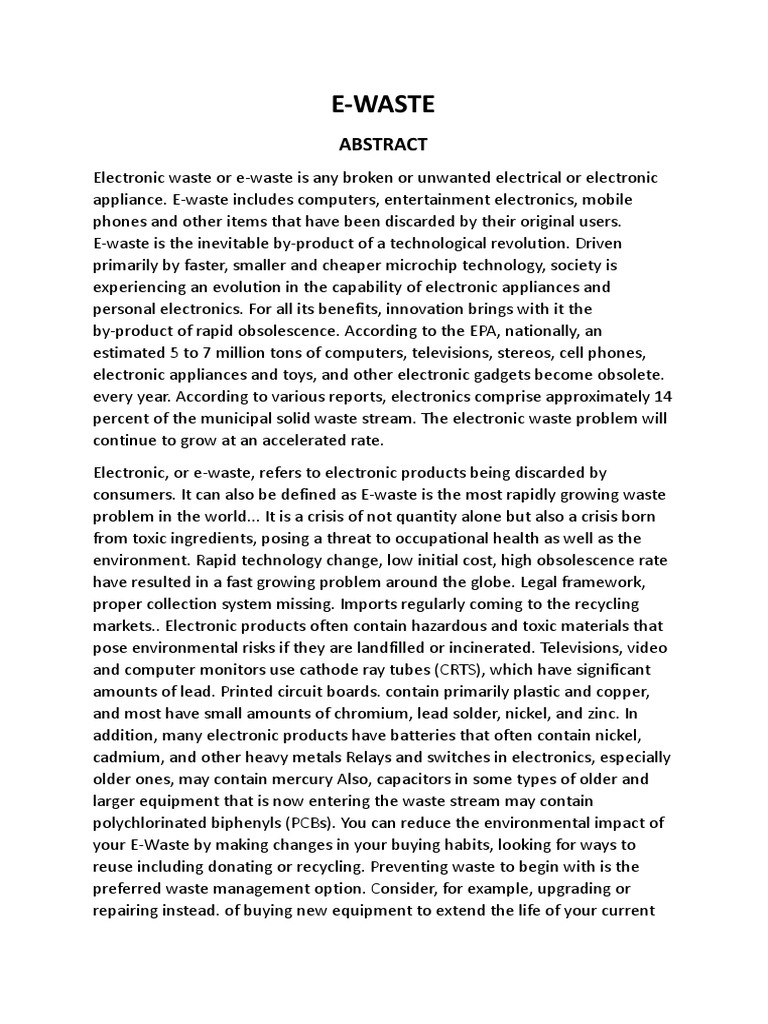 E-Waste Abstract | PDF | Electronic Waste | Waste