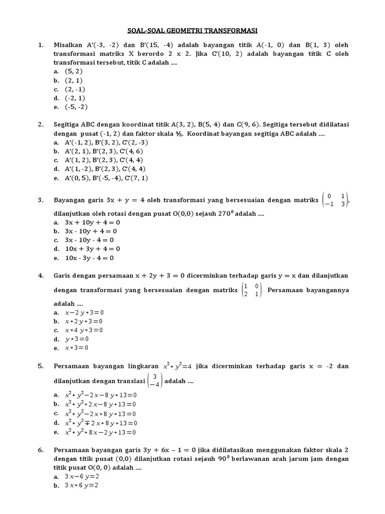 SOAL-SOAL Transformasi Geometri | PDF