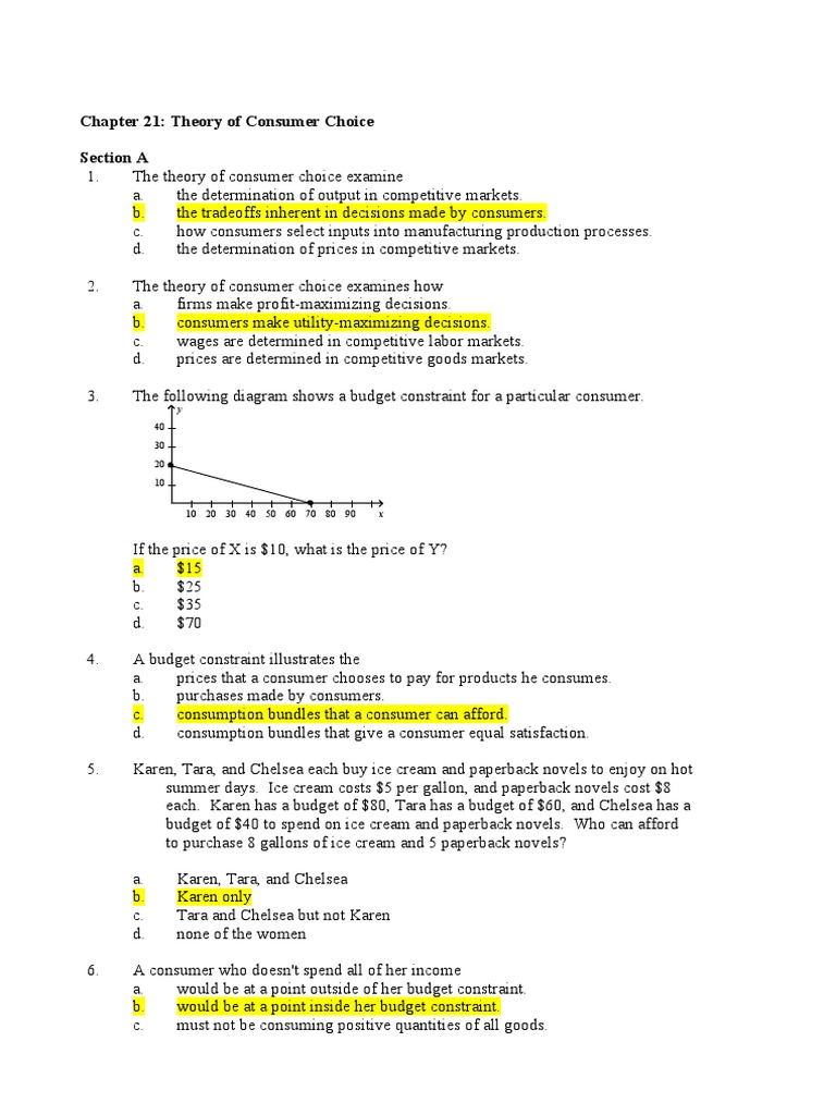 Chapter 21: Theory of Consumer Choice Section A | PDF | Average Cost ...