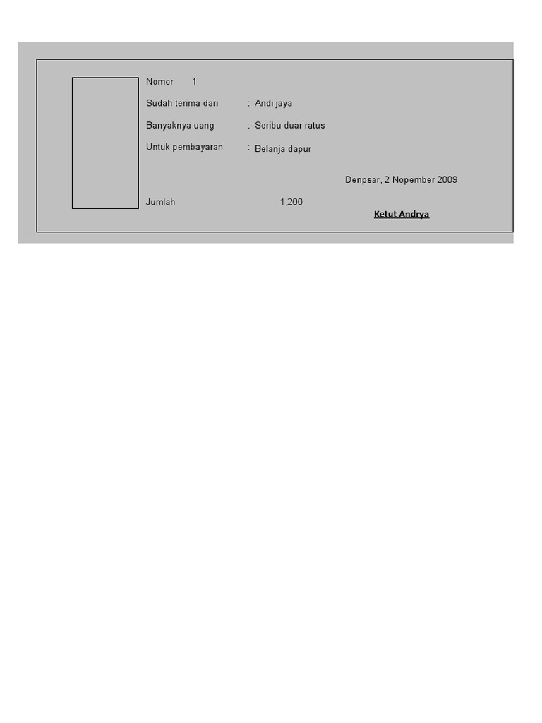 Format Kwitansi Excel Gratis | PDF
