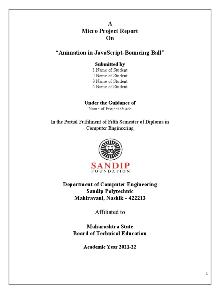 A Micro Project Report On "Animation in Javascript-Bouncing Ball" | PDF | Java Script | Computer ...