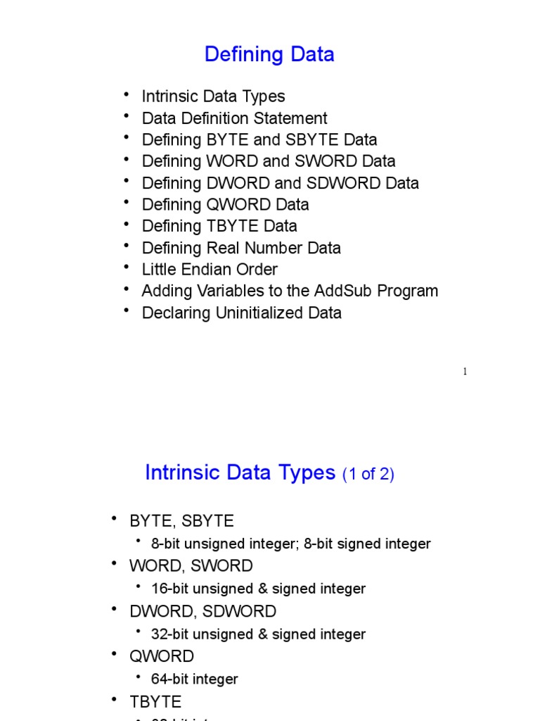Lecture 5 - Defining Data and Symbolic Constants | PDF | Integer ...