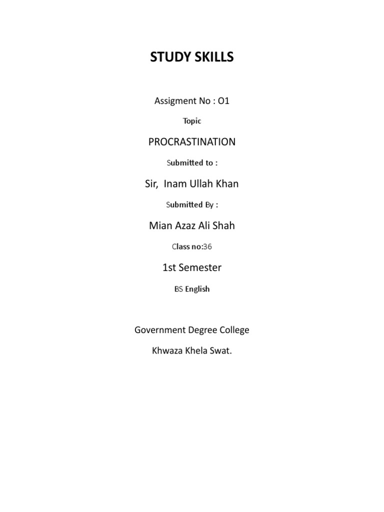 Procrastination Study Skills | PDF | Procrastination | Professional Skills