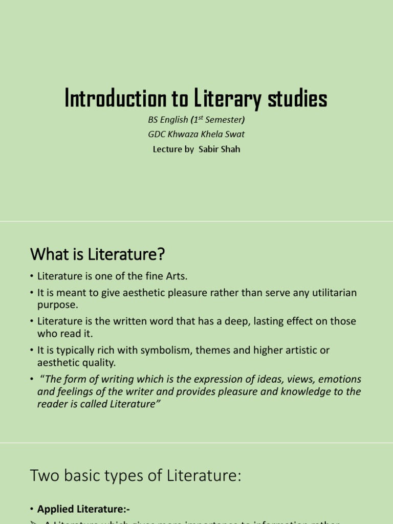 Introduction To Literary Studies: BS English (1 Semester) GDC Khwaza ...