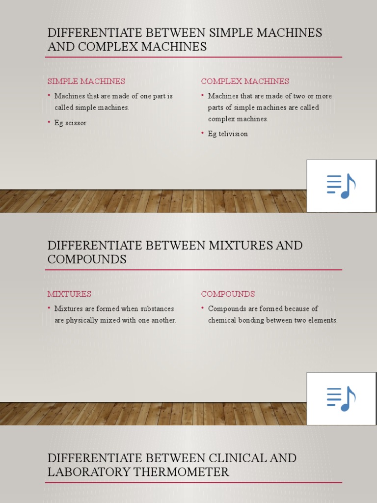 Differentiate Between Simple Machines and Complex Machines | PDF ...