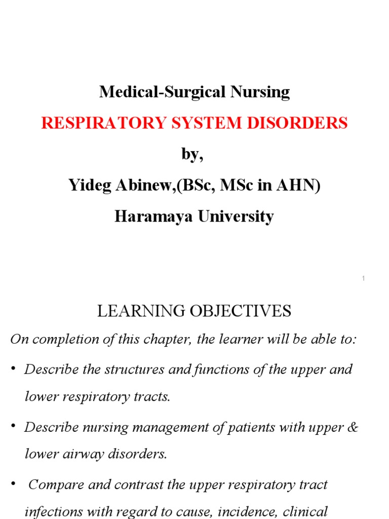 Nursing Management of Respiratory Disorders | PDF | Respiratory Tract ...