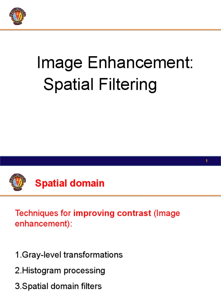 Image Enhancement: Spatial Filtering | PDF | Digital Signal Processing | Filter (Signal Processing)
