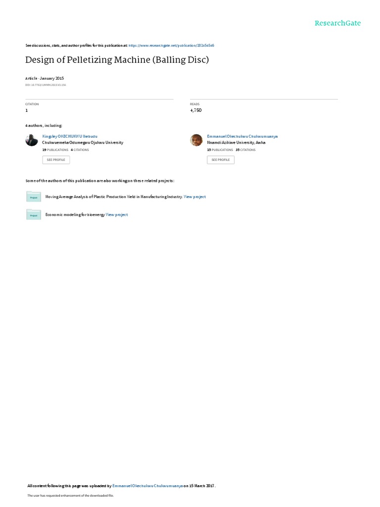 Design of Pelletizing Machine Balling Disc | PDF | Gear | Welding