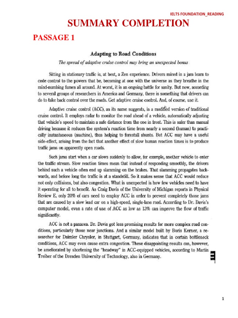 Summary Completion: Passage 1 | PDF