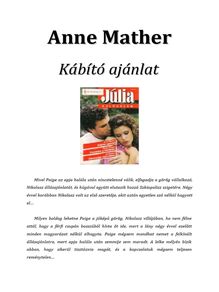 Kabito Ajanlat - Anne Mather | PDF