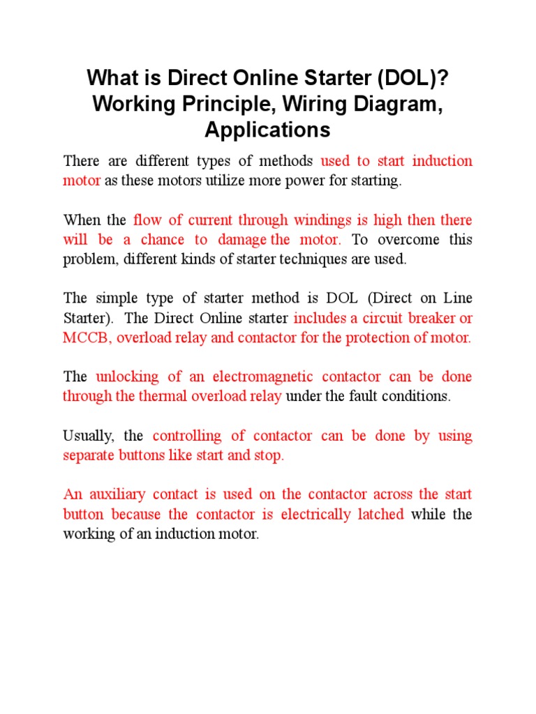What Is Direct Online Starter (DOL) ? Working Principle, Wiring Diagram ...
