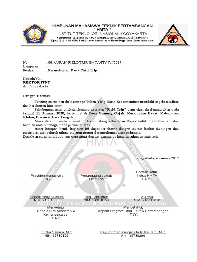 Proposal Dana Field Trip HMTA ITNY | PDF